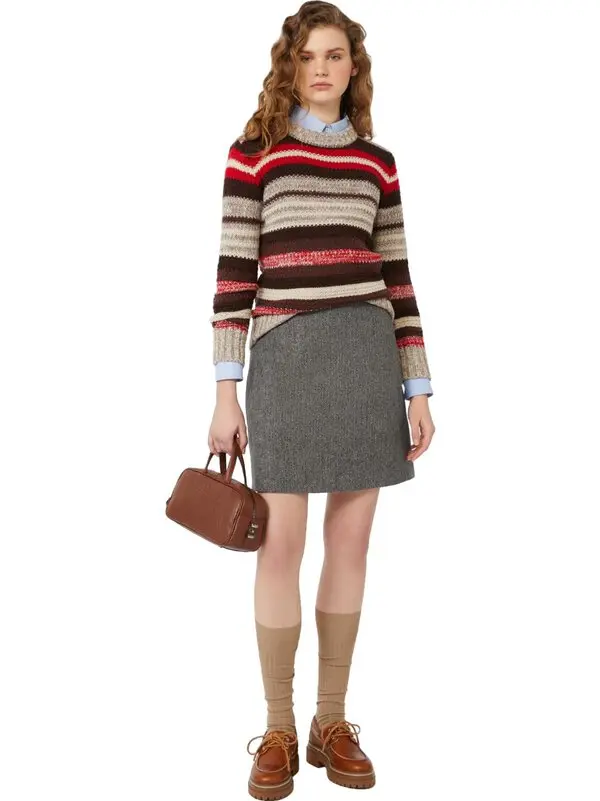Max Mara Ribbed Striped Wool Jumper - Red