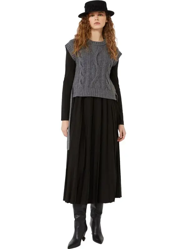 Max Mara 2-in-1 Jersey And Wool Knit Dress - Black