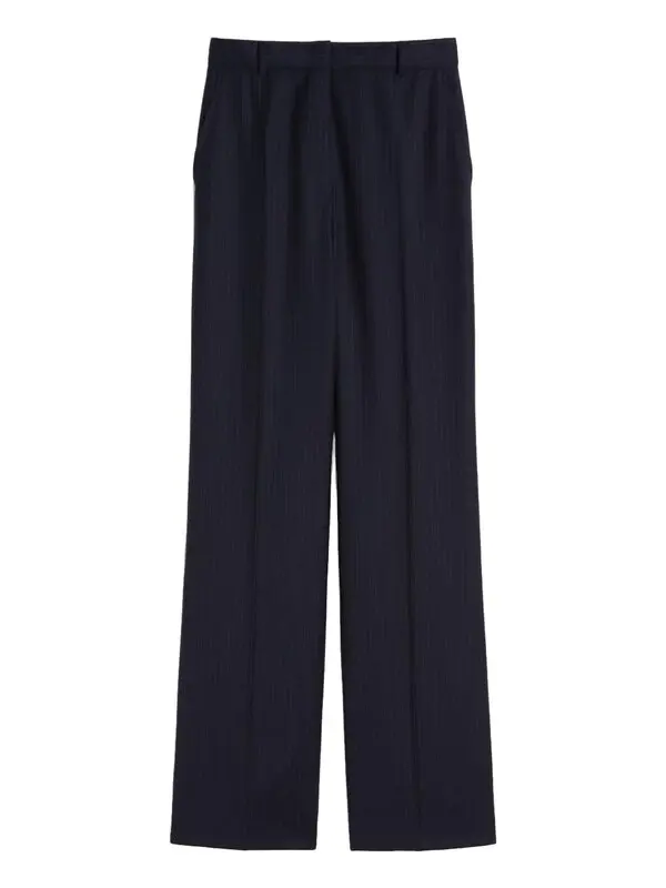 Max Mara Patterned Stretch Wool Flannel Trousers - Navy