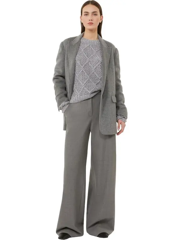 Max Mara Wool Twill Drawstring Trousers - Medium Grey