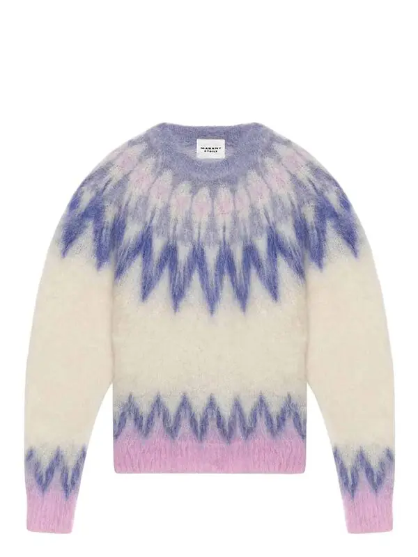 MARANT ETOILE Natania Fair Isle Pattern Sweater - Blue