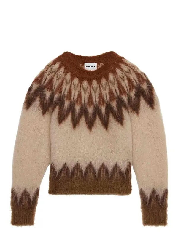 MARANT ETOILE Natania Fair Isle Pattern Sweater - Orange