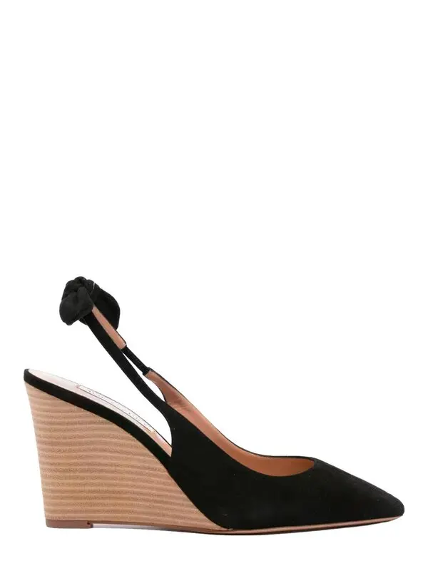 AQUAZZURA 85mm Very Bow Tie Slingback Pumps - Black