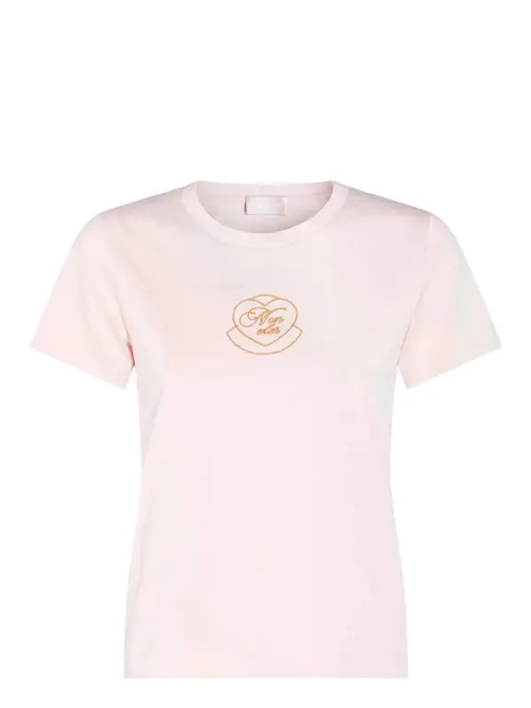 Moncler Heart-embroidered Logo T-shirt - Pink
