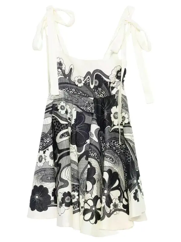 ALEMAIS Floral-print Mini Dress - Neutrals