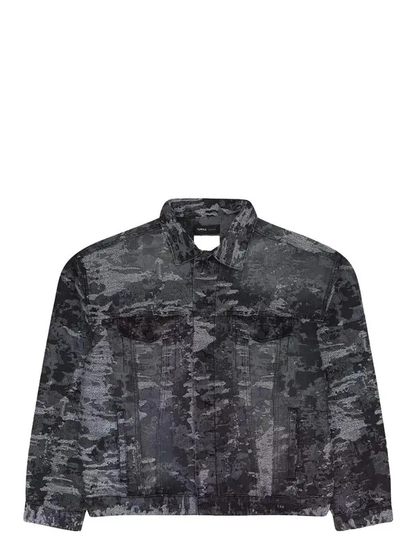 PURPLE BRAND Stadium Jacquard Denim Jacket - Black