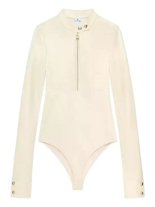 COURREGES Long-sleeve Zip-front Bodysuit - Neutrals