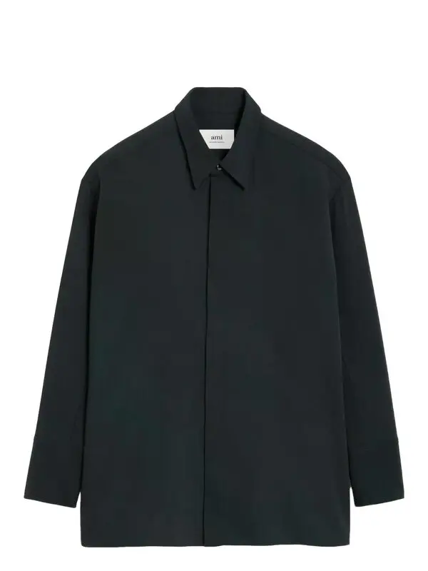 Ami Wool Oversized Shirt - Black