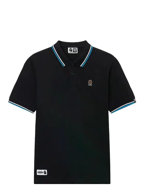 FINGERCROXX Embroidered Tipped Polo Shirt - Black