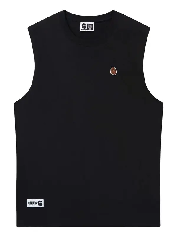 FINGERCROXX Embroidered-logo Sleeveless Vest - Black