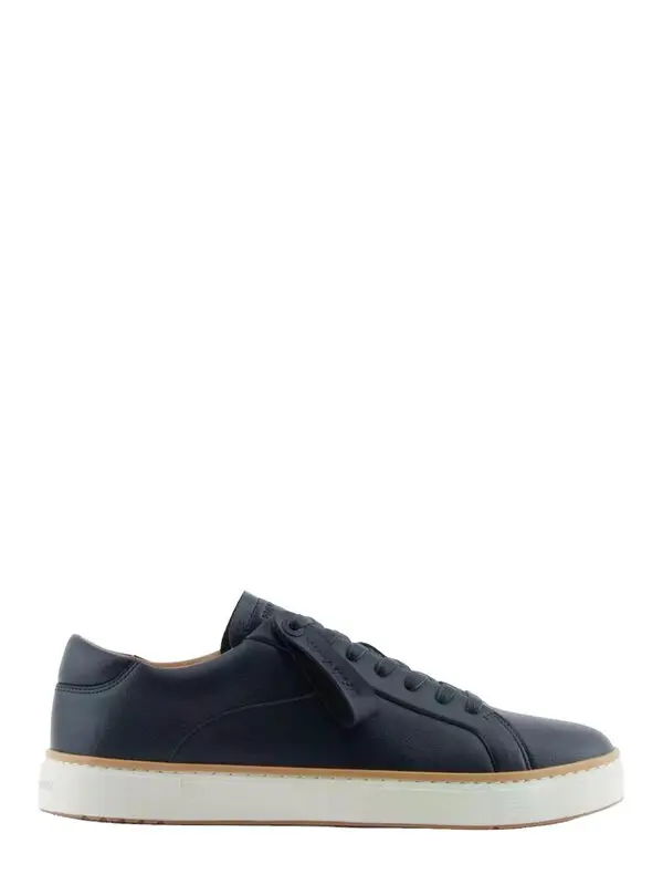 Emporio Armani Leather Lace-up Sneakers - Blue