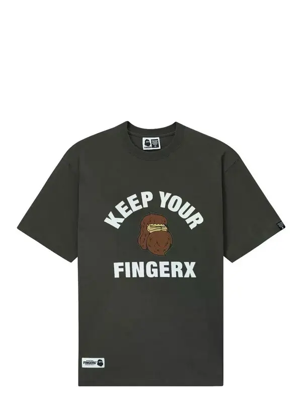 FINGERCROXX Logo-graphic Crew-neck T-shirt - Green