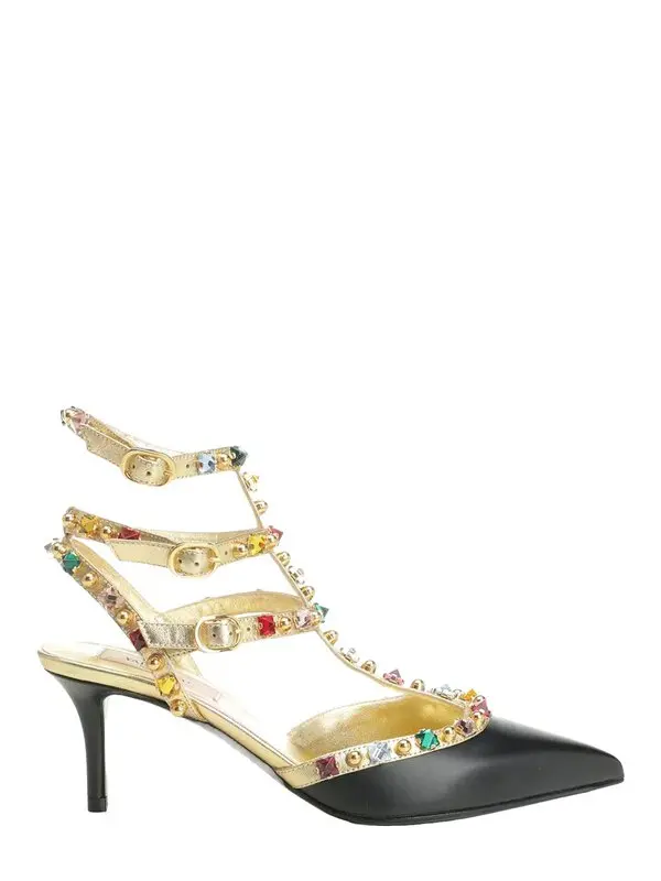 Valentino Garavani Embellished T-bar Sandals - Black
