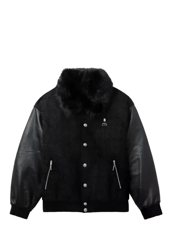 A BATHING APE Trimmed-collar Bomber Jacket - Black
