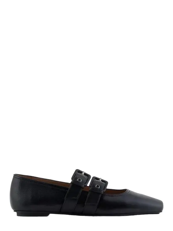 Emporio Armani Buckle-strap Ballerina Flats - Black