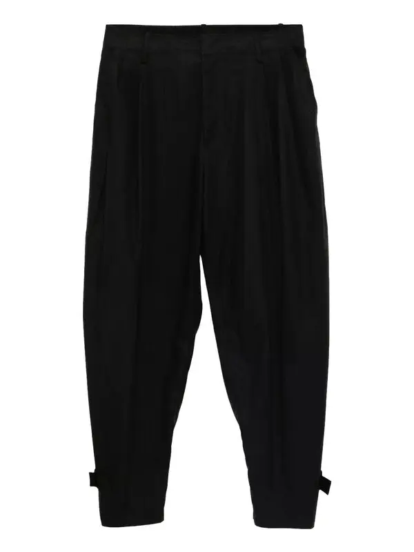 CROQUIS Pleated Cotton Trousers - Black
