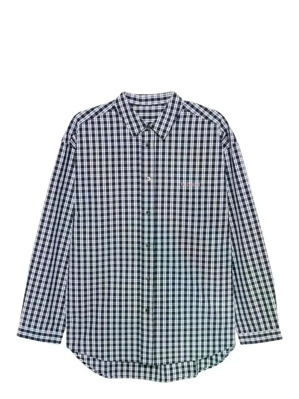 CROQUIS Plaid Long-sleeved Shirt - Blue
