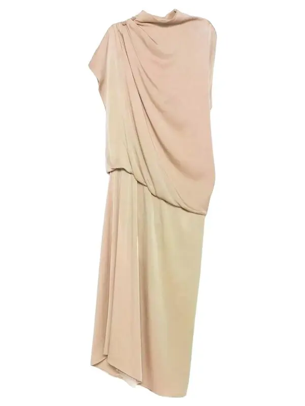 Fabiana Filippi Draped High-neck Midi Dress - Neutrals