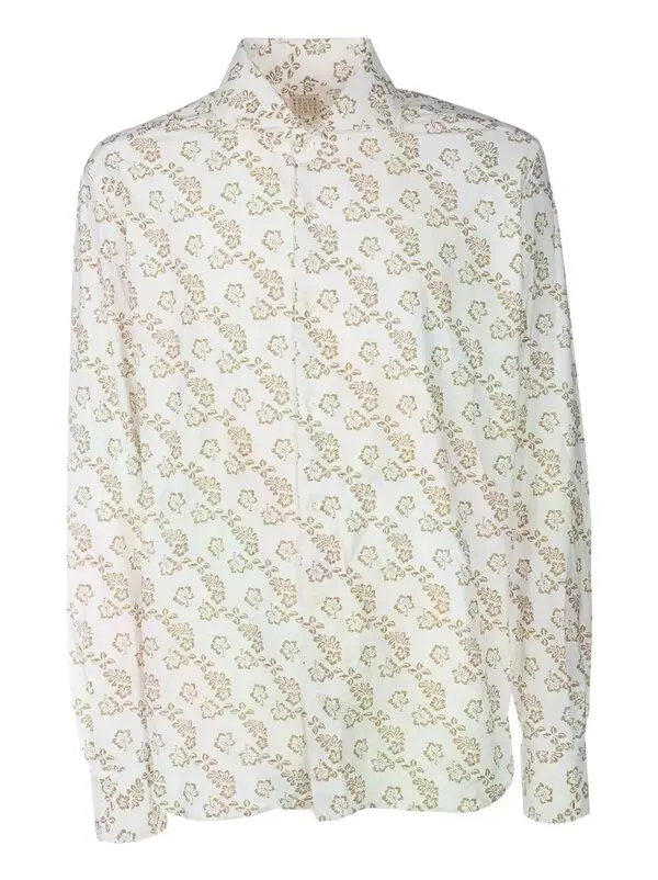 4FF Floral-print Long-sleeves Shirt - Neutrals
