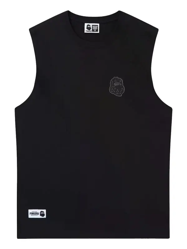 FINGERCROXX Embroidered Sleeveless Vest - Black