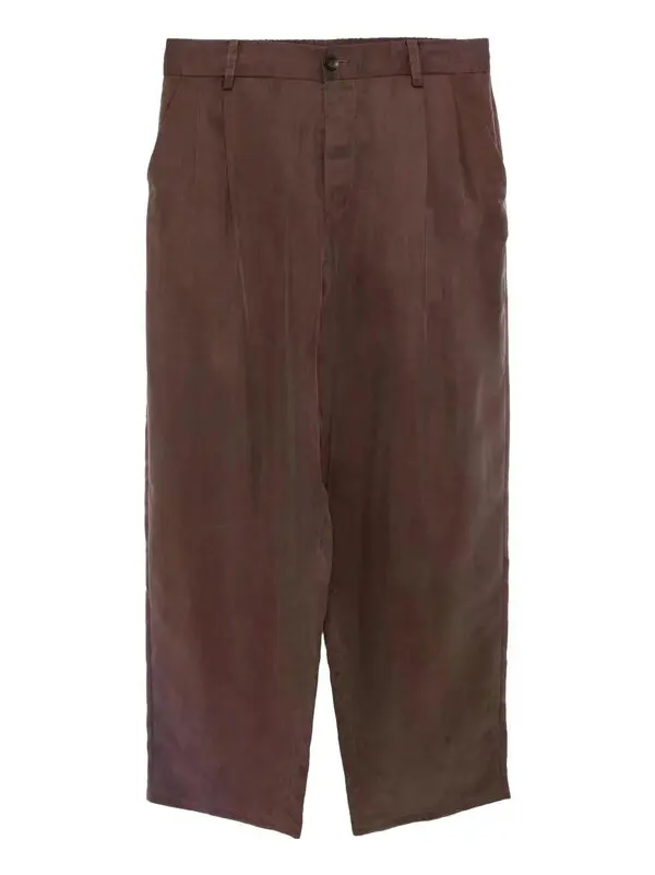 CROQUIS Pleated Rolled-hem Trousers - Brown