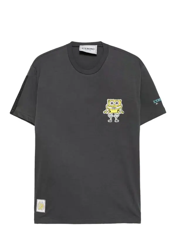 Iceberg Cartoon-print Sleeve-detail T-shirt - Grey