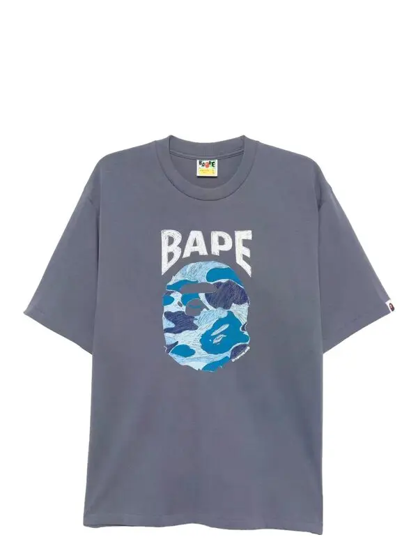 A BATHING APE Graphic-print Cotton T-shirt - Blue