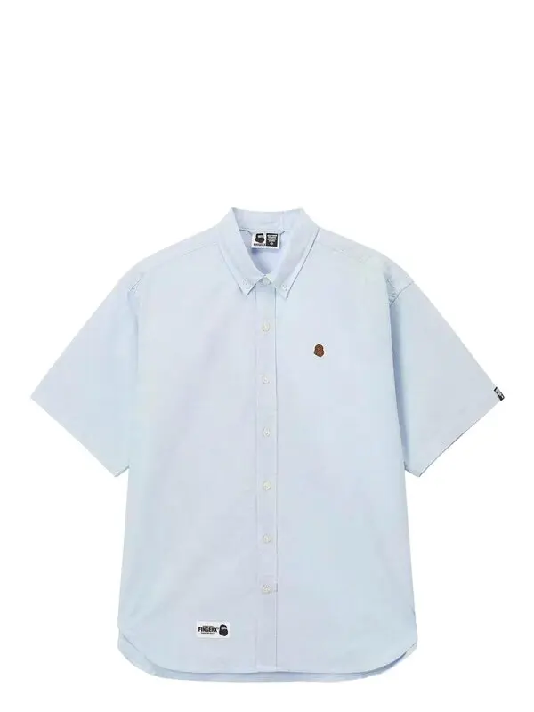 FINGERCROXX Embroidered Short-sleeve Shirt - Blue