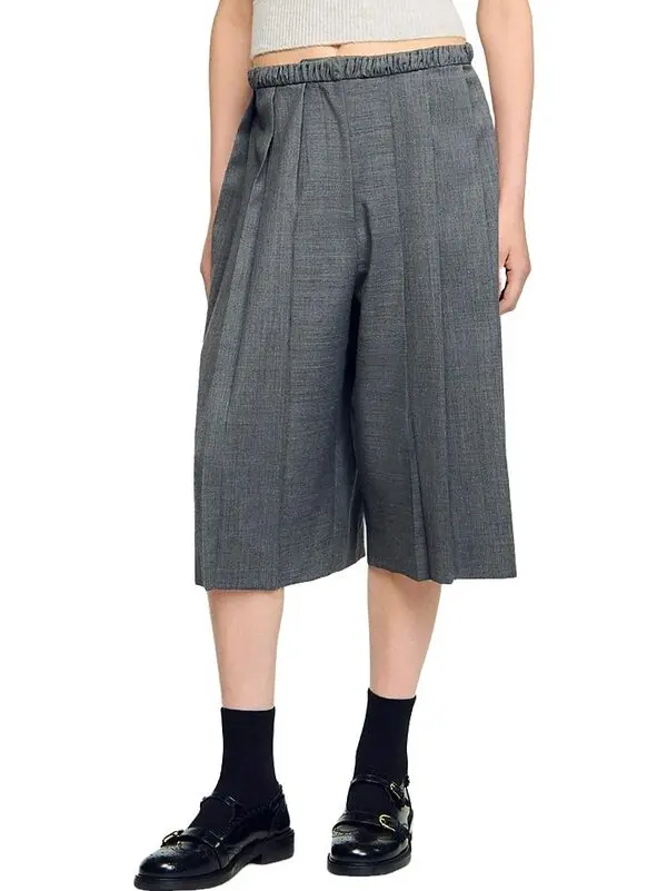 Sandro Pleated Long Shorts - Grey