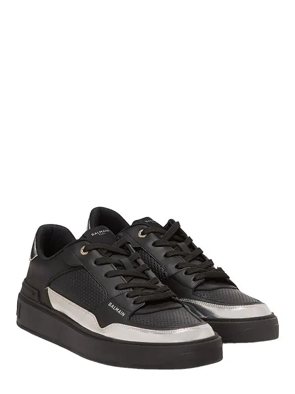 Balmain B-court Flip Lace Up Sneakers - Black/silver
