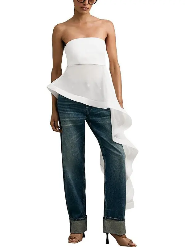 REISS Rhianna Drape Corset Top - Ivory