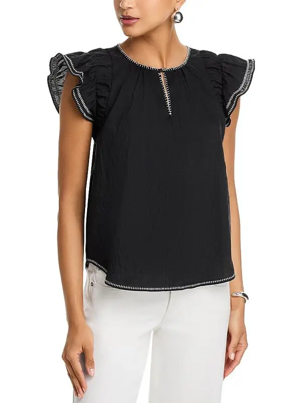 Rails Sable Flutter Sleeve Top - Black