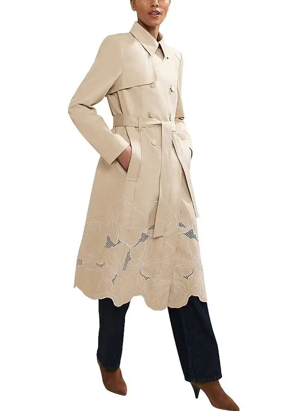 PHASE EIGHT Elm Cutwork Trench Coat - Stone