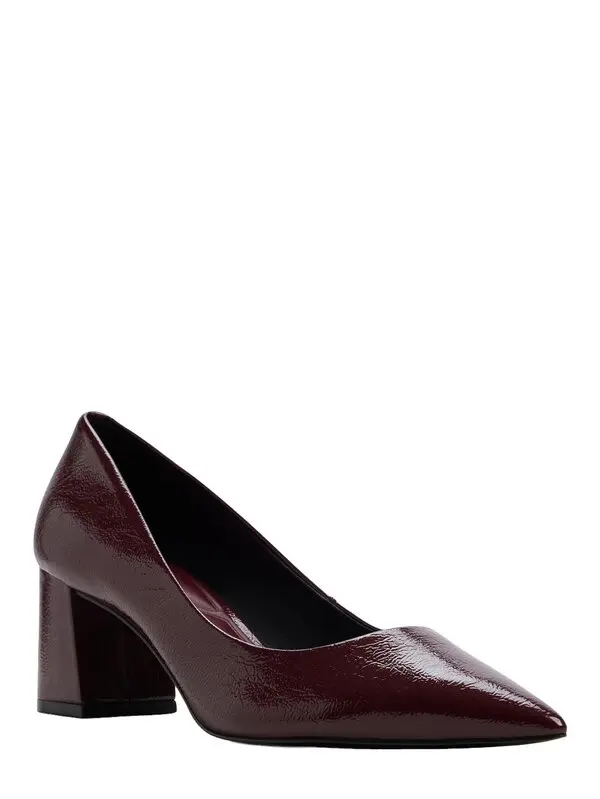 Aldo Pointed Toe Block Heel Pumps - Dark Red