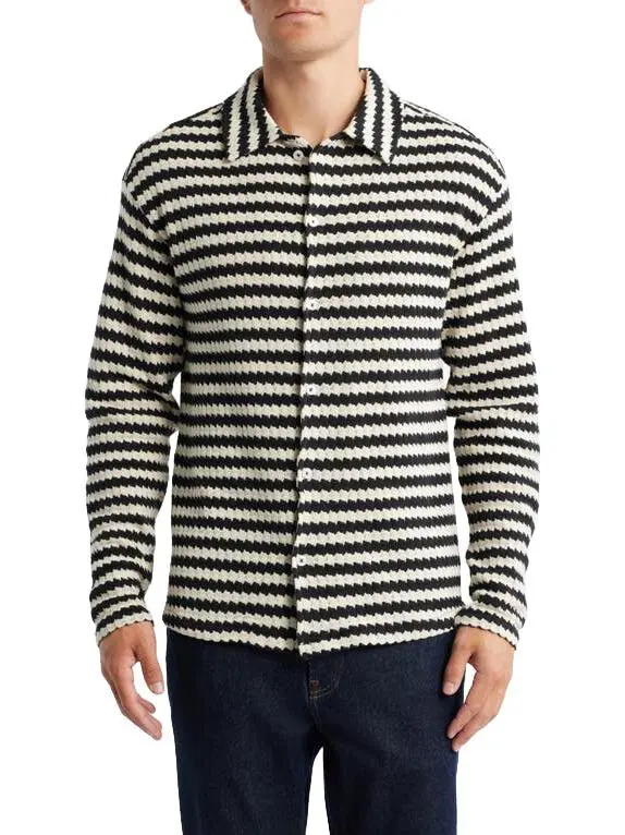 KROST Chevron Stripe Jacquard Knit Button-up Shirt - Multi