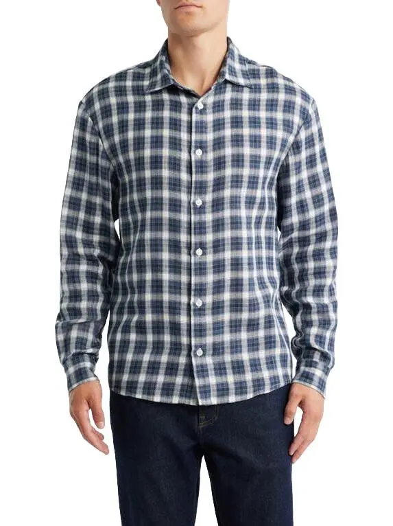 KROST Kenmare Plaid Cotton Flannel Button-up Shirt - Dark Navy