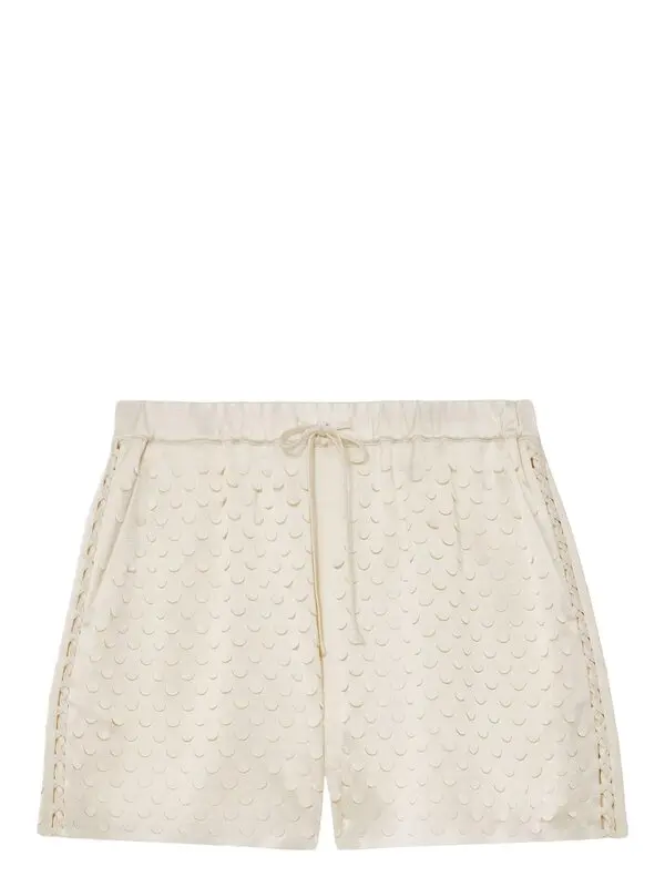 REISS Laser Cut Drawstring Shorts - White