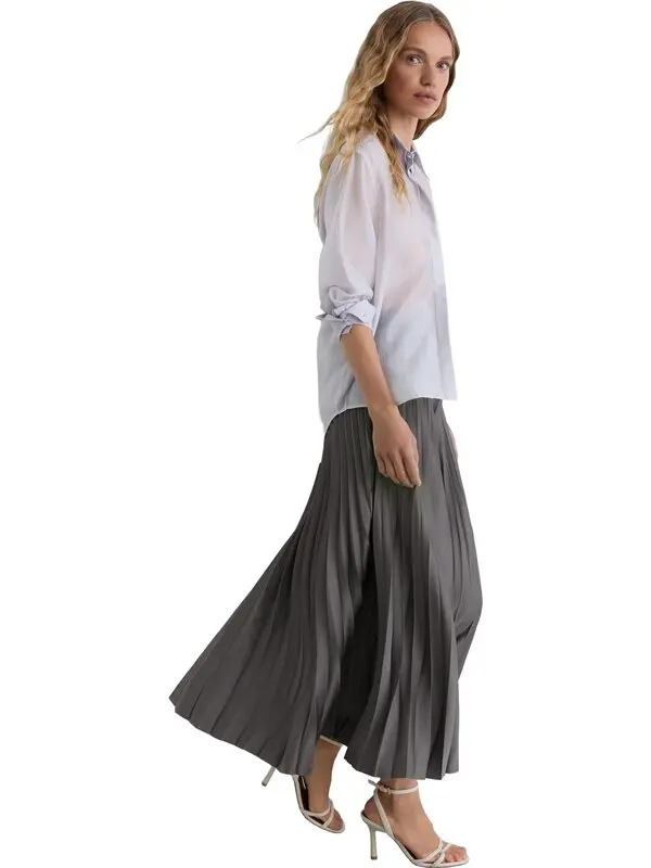 REISS Seren Pleated Midi Skirt - Grey