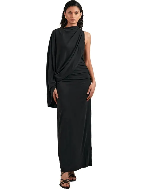 Acler Jersey Draped Midi Dress - Black