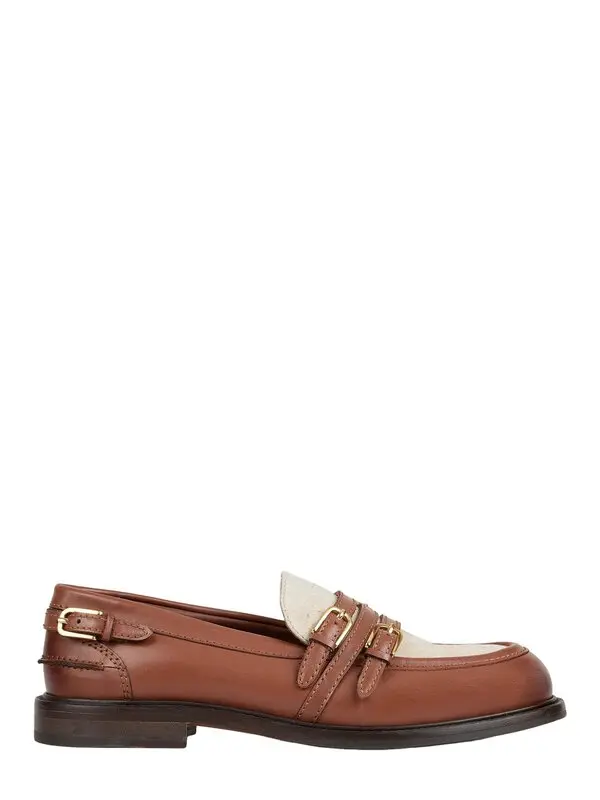 Sandro Leather Loafers With Buckles - Brown
