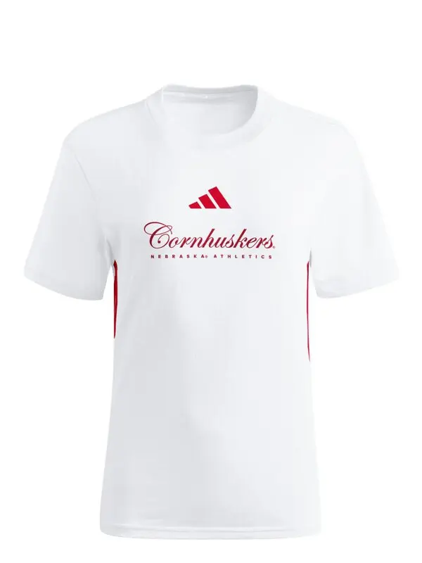 Adidas Nebraska Cornhuskers Essentials 3-stripes Tee - White / Team Power Red / Multi