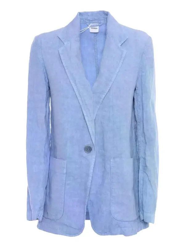 Aspesi Single-button Linen Blazer - Blue