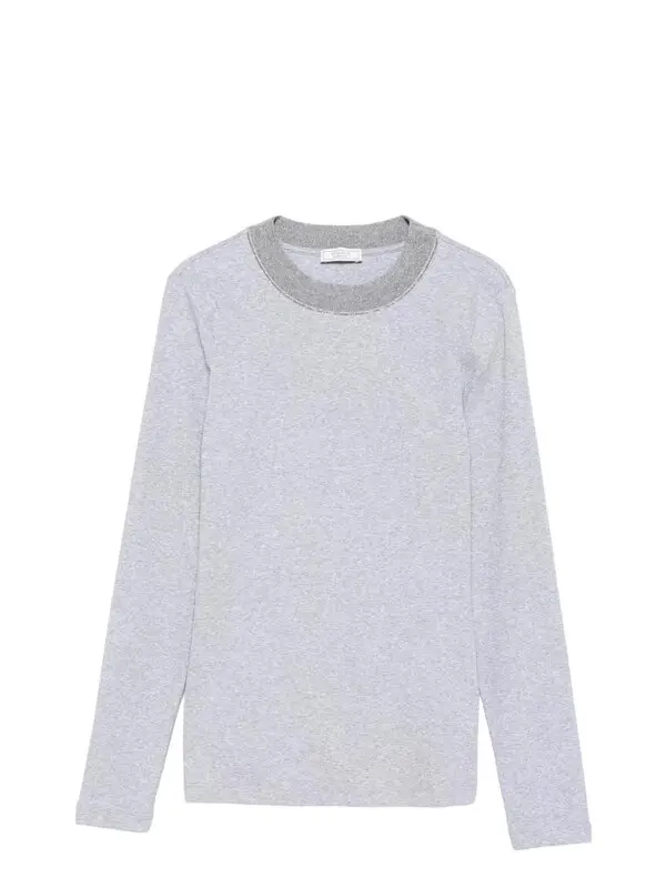 Peserico Embellished-neck Sweatshirt - Grey
