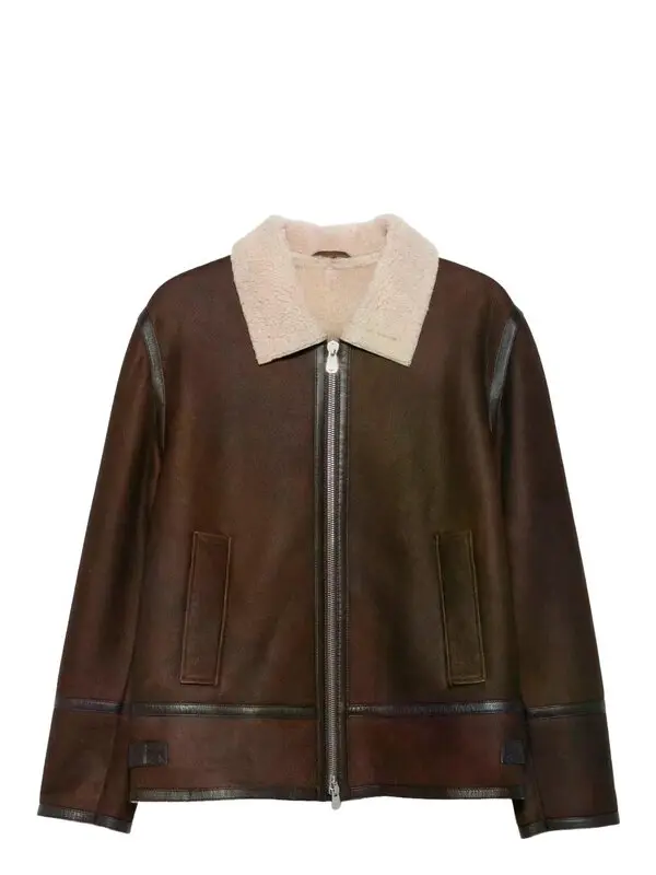 DONDUP Shearling-collared Jacket - Brown