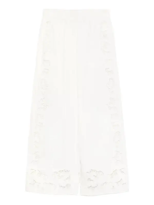 Alice + Olivia Embroidered Eyelet Trousers - White