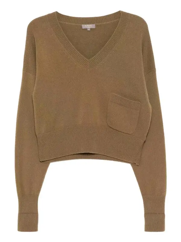 N.peal Cropped V-neck Sweater - Yellow