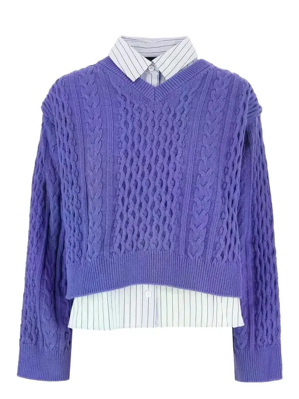 JUUN.J Cable-knit Layered Sweater - Purple