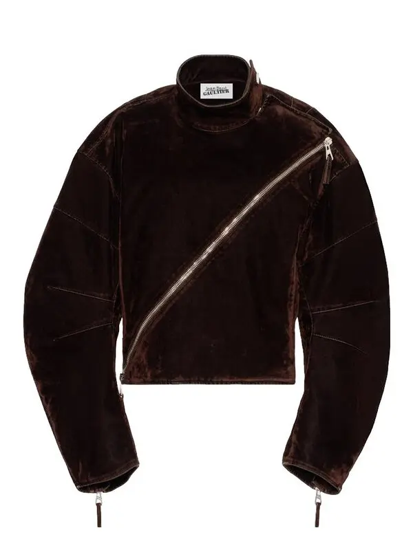 JEAN PAUL GAULTIER Minimal Moto Jacket - Brown
