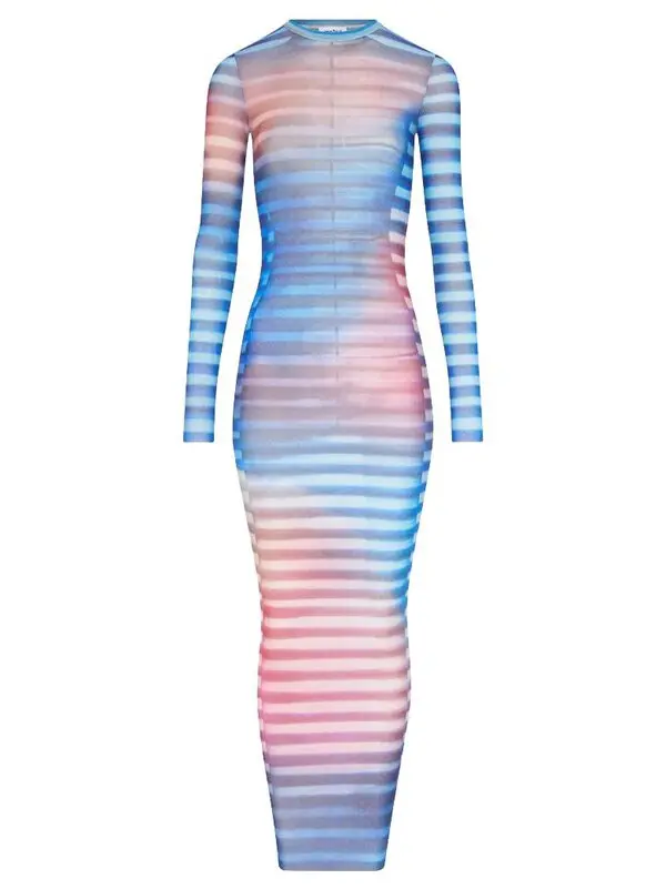 JEAN PAUL GAULTIER Printed Mesh Long Dress - Blue