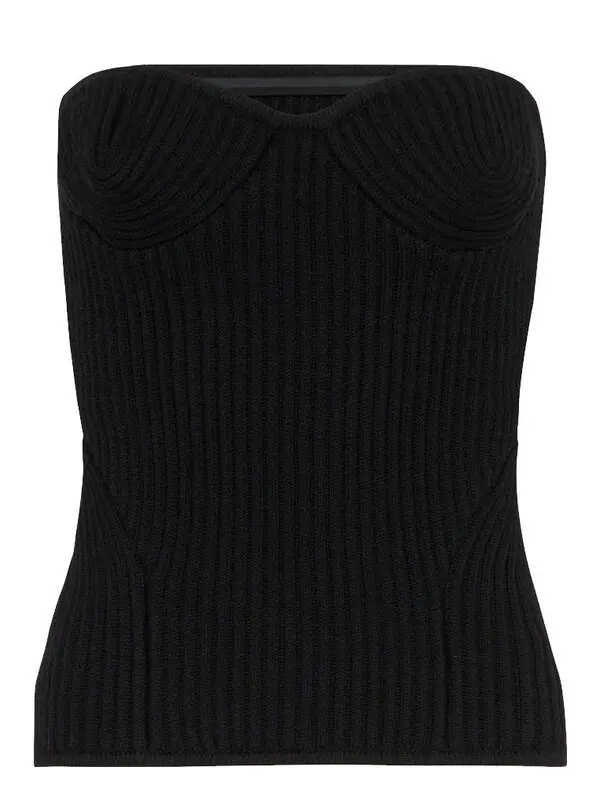 JEAN PAUL GAULTIER Ribbed Knit Wool Corset - Black